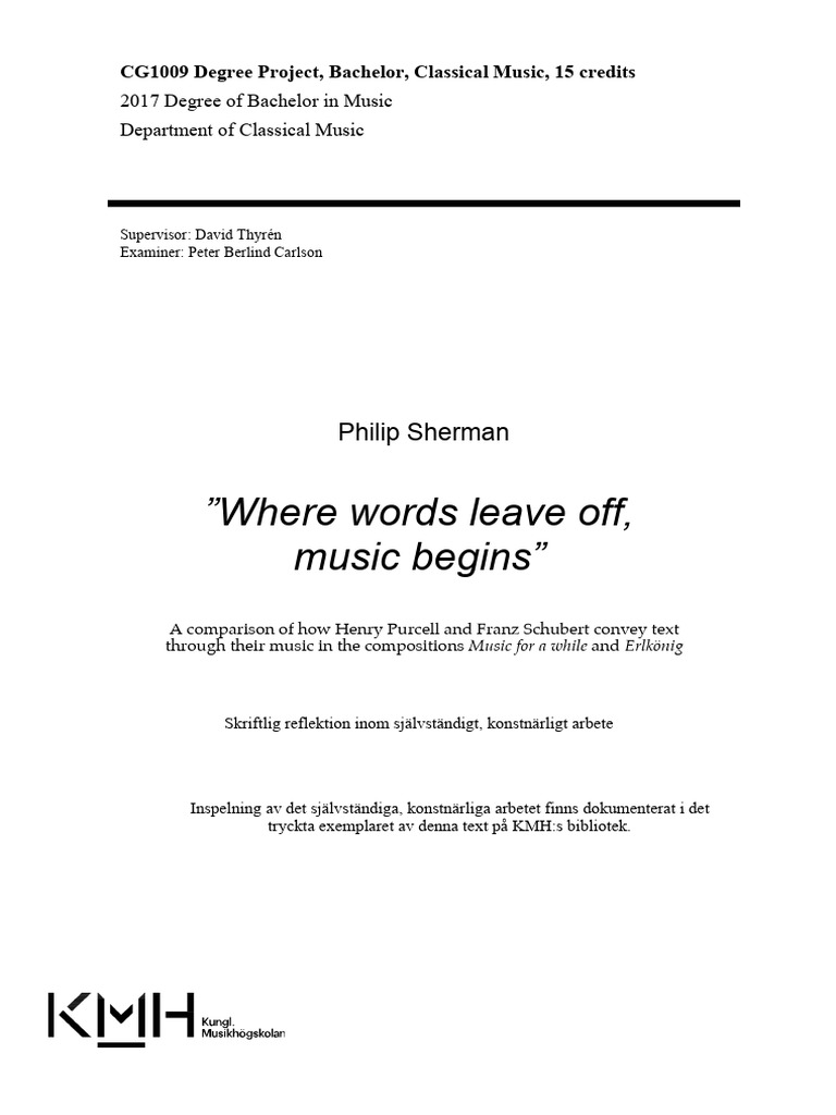 Where Words Leave Off, Music Begins | PDF | Performing Arts | Elements ...