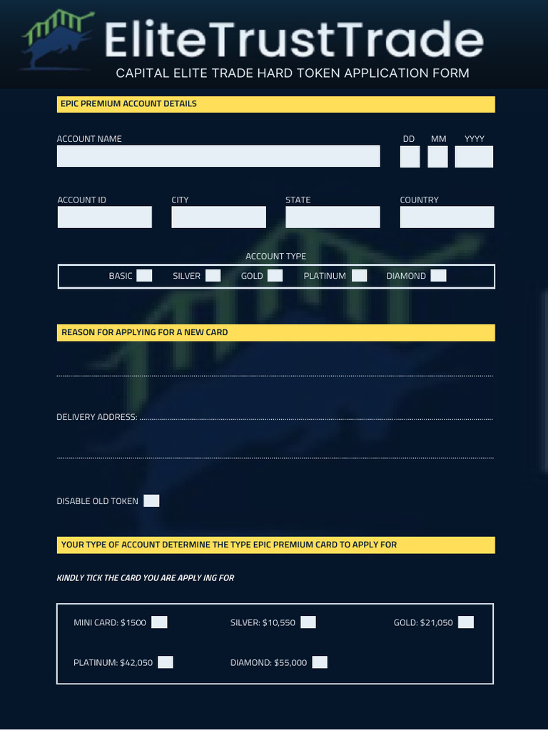 Capital Elite Trade Hard Token Application Form | PDF