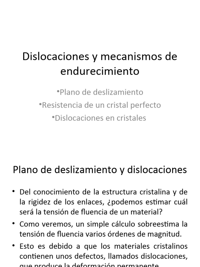 Dislocaciones y mecanismos de endurecimiento 3 | PDF | Dislocación ...