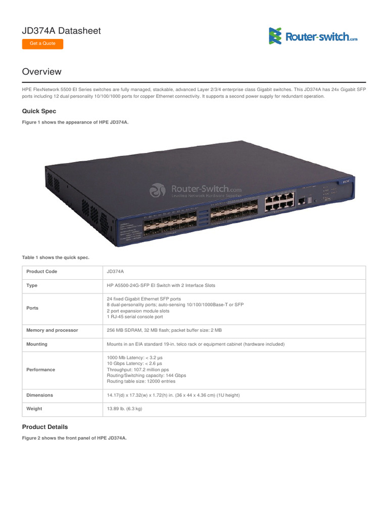 Jd374a Datasheet | PDF | Computer Architecture | Computer Networking