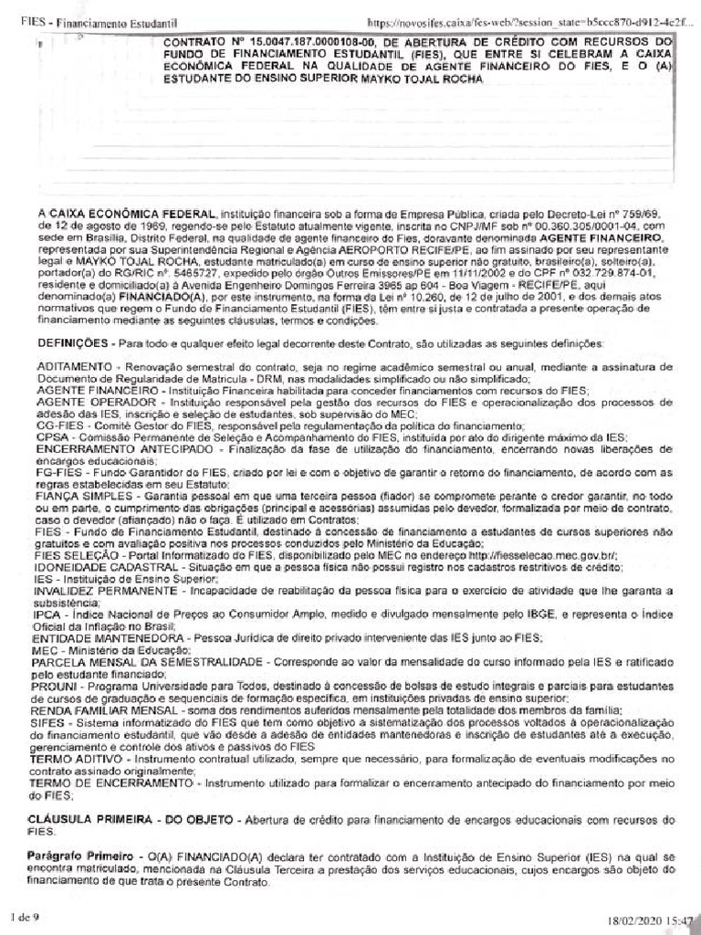 Contrato de Abertura FIES-compactado PDF | PDF