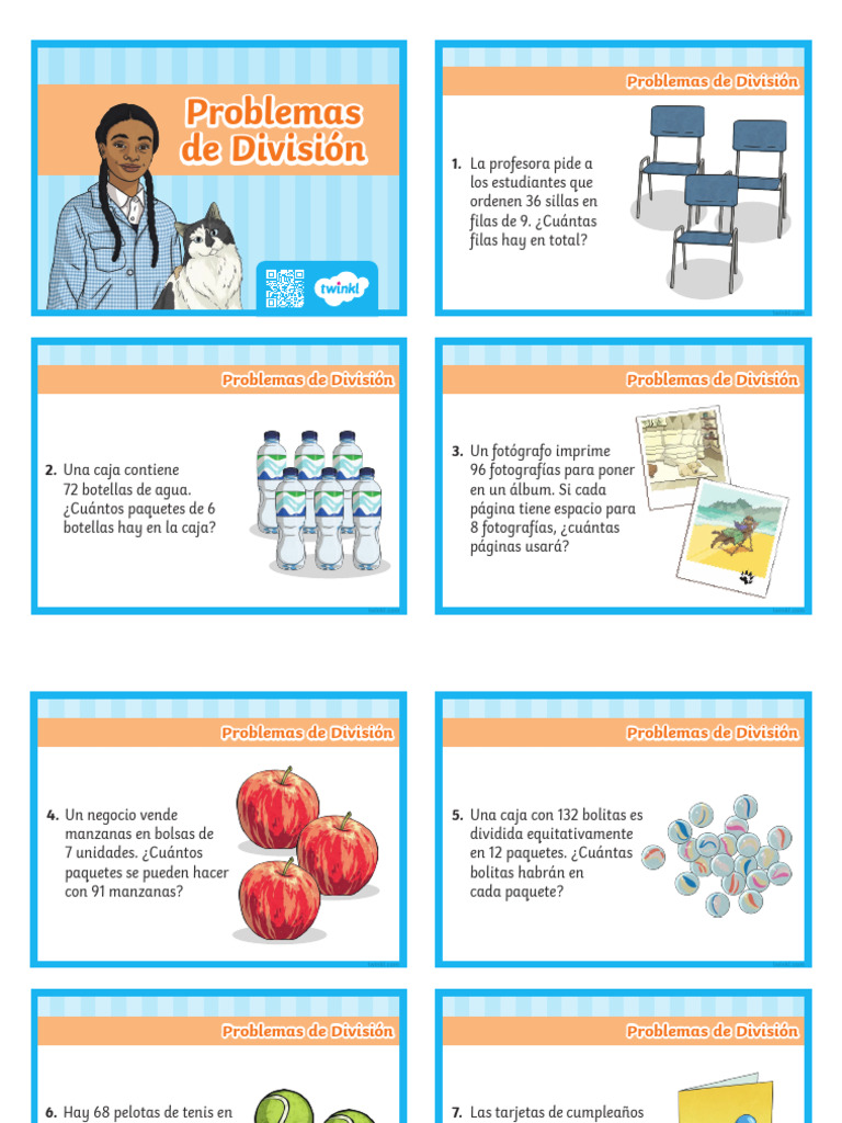 Tarjetas Problemas de Division - Ver - 2 | PDF