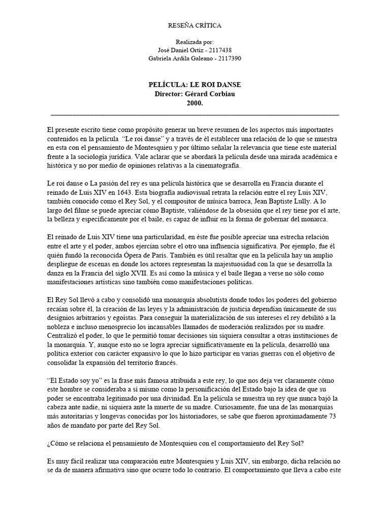 Película - Le Roi Danse | PDF