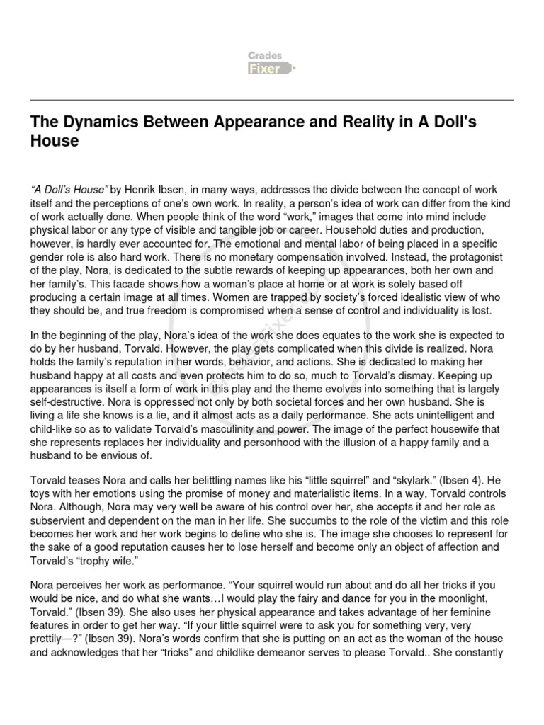The Dynamics Between Appearance and Reality in A Dolls House | PDF