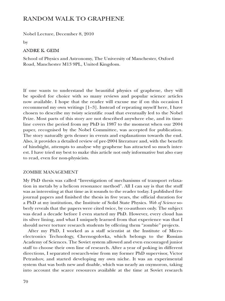 Geim - 2010 - Andre K. Geim - Nobel Lecture-Annotated | PDF