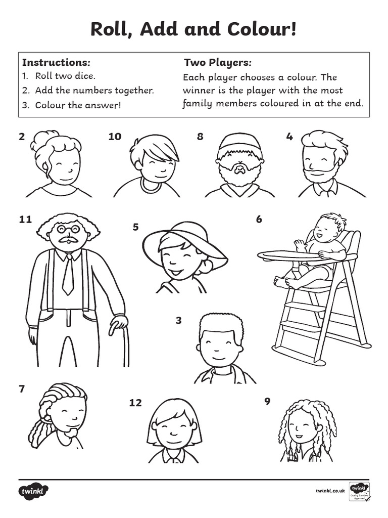 T T 252982 My Family Roll and Colour Activity Sheet | PDF