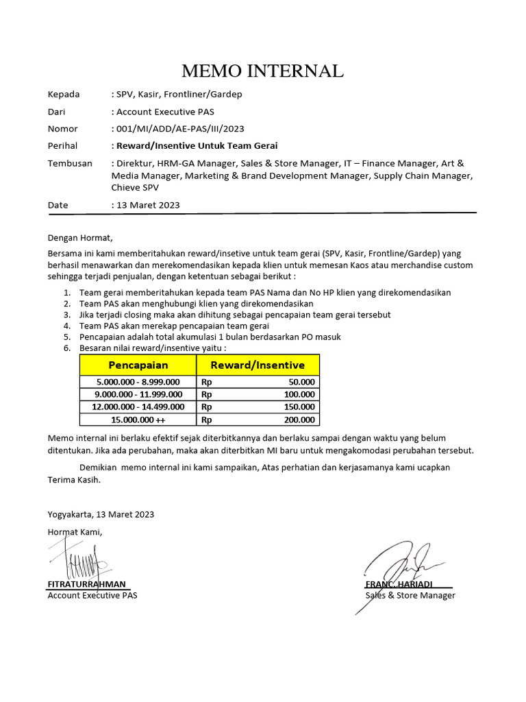 Internal Memo Pas | PDF