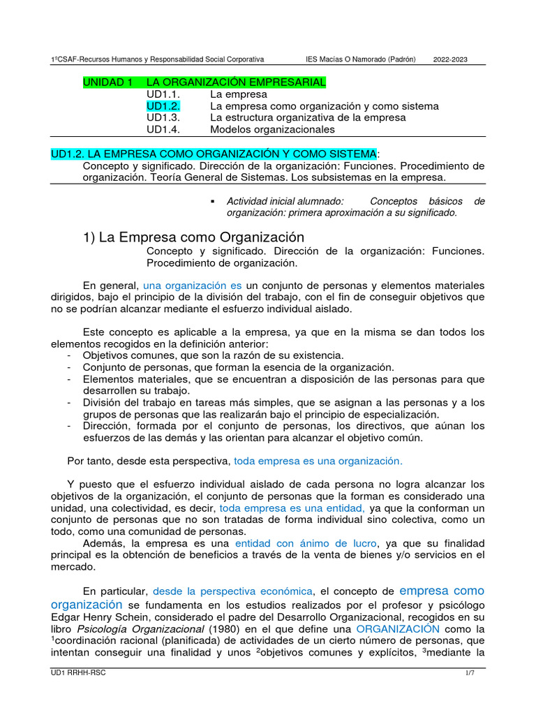 UD1.2. TemaAULA EmpOrganzSist22 23 | PDF | Business | Teoría de sistemas