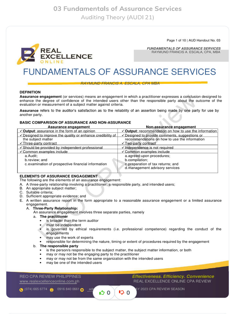 Fundamentals of Assurance Services | PDF