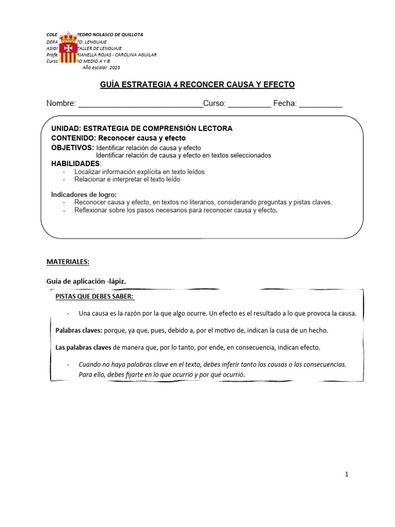 Guía Estrategia 4 Reconocer Causa - Efecto | Descargar gratis PDF ...