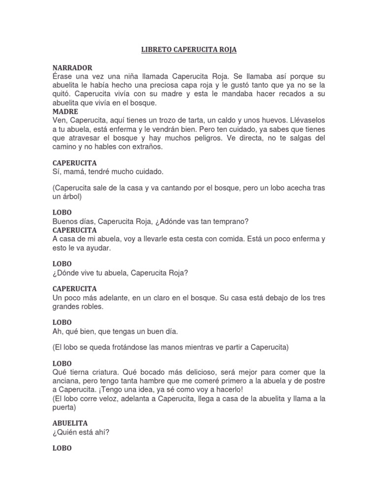 Libreto Caperucita Roja | PDF