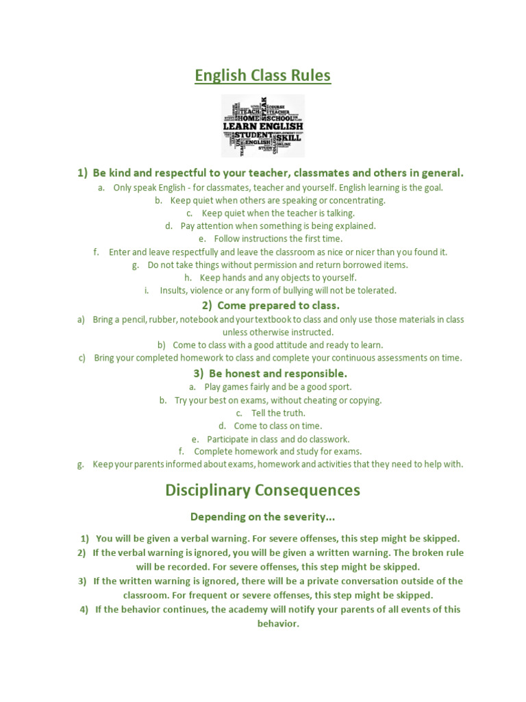 English Class Rules | PDF