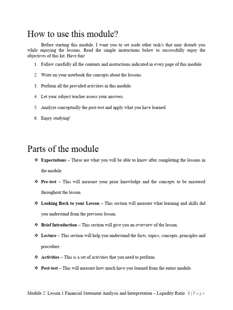 BF Module 2 - Lesson 1 | PDF