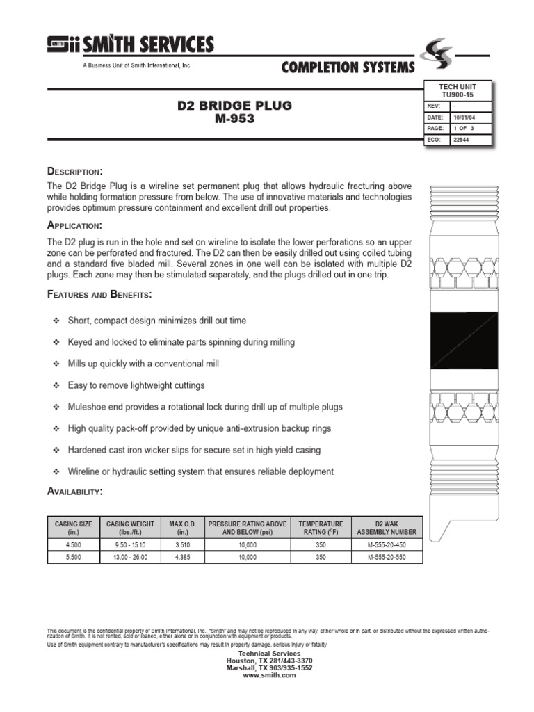 D2 Bridge Plug | PDF | Manufactured Goods | Industrial Processes
