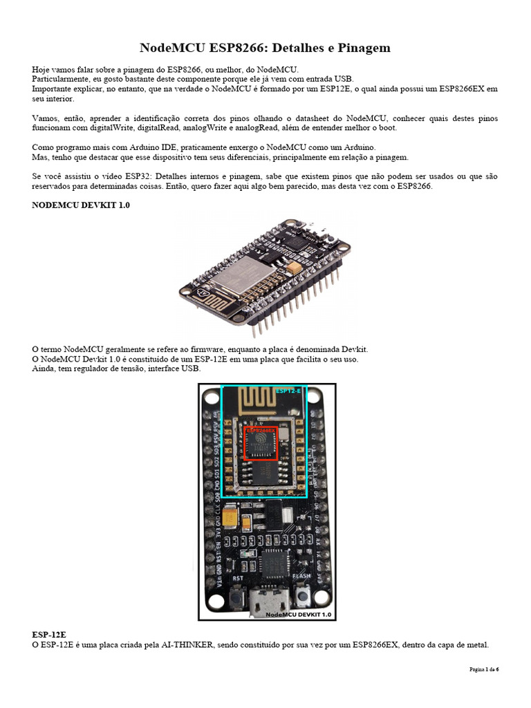 NodeMCU ESP8266 Detalhes e Pinagem | PDF
