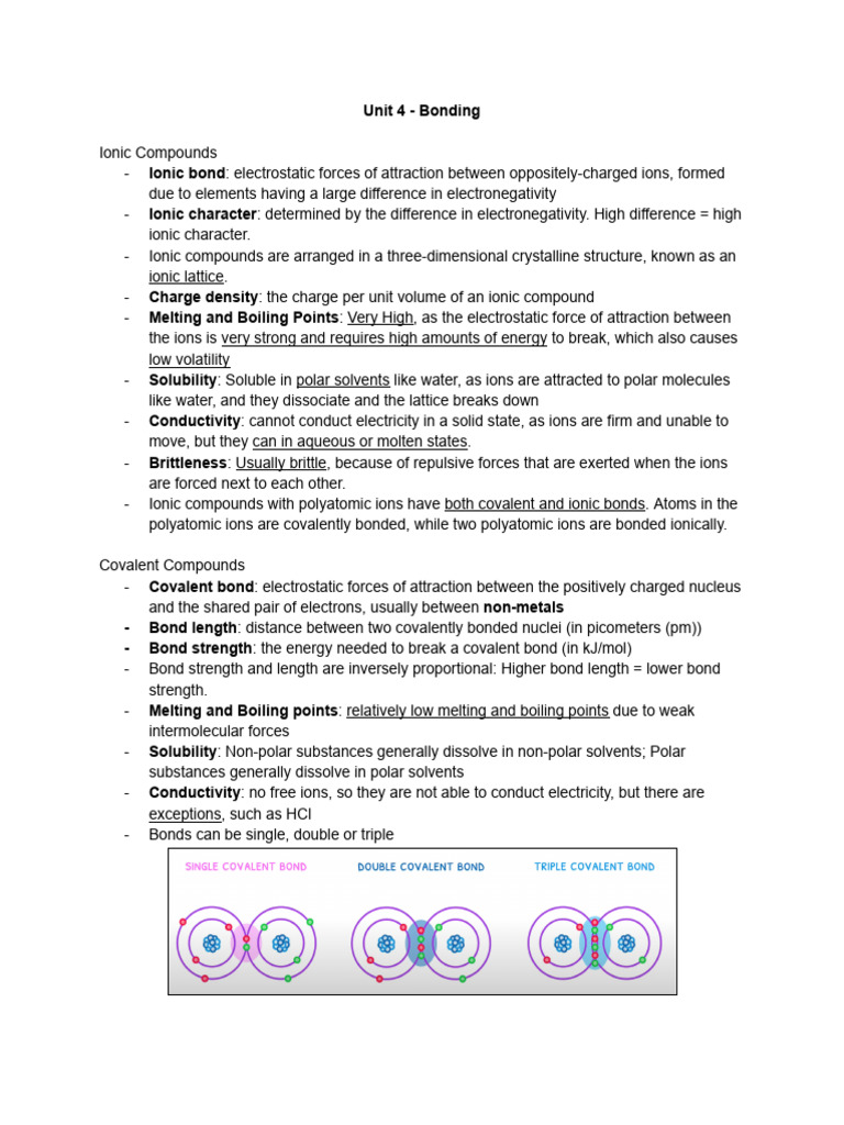 IB Chemistry - Unit 4 - Bonding Study Guide | PDF | Chemical Bond ...