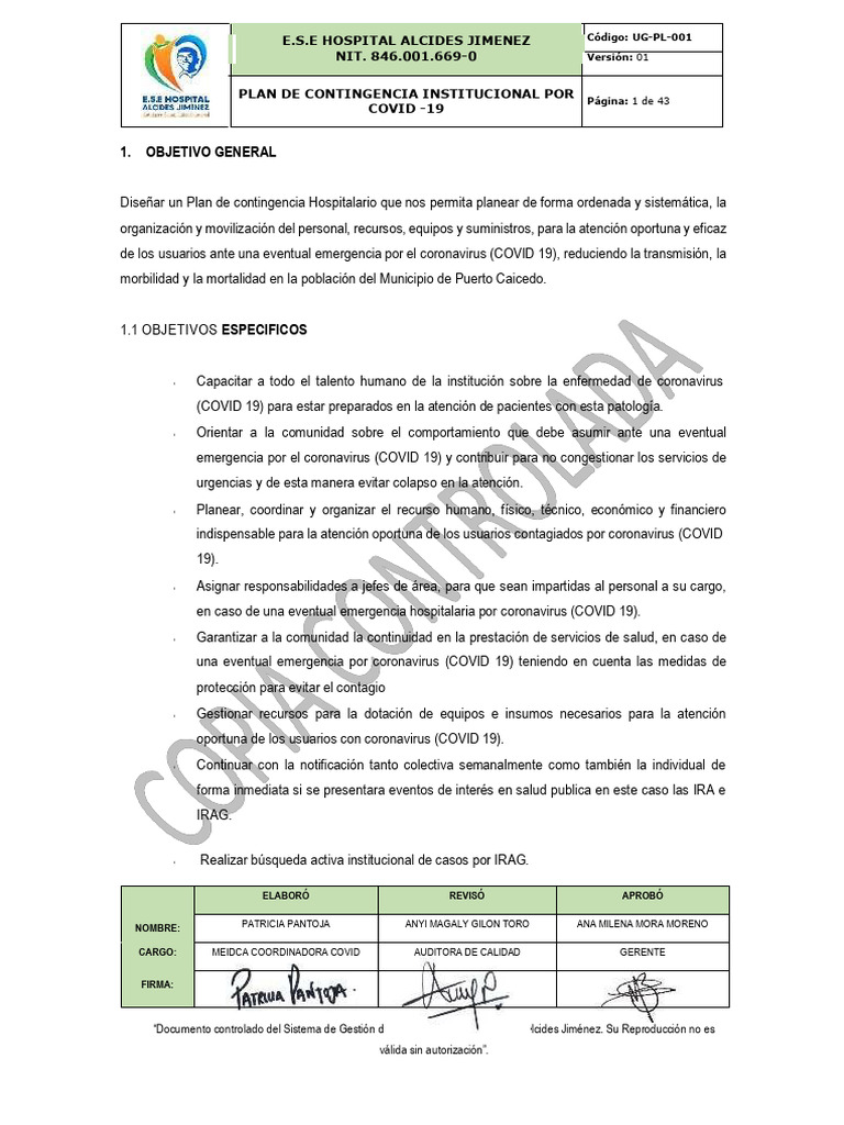 Plan Decontingencia Por Vovid | PDF