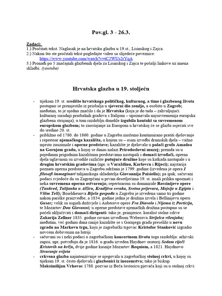 Pov. Gl. 3 - Lisinski I Zajc | PDF