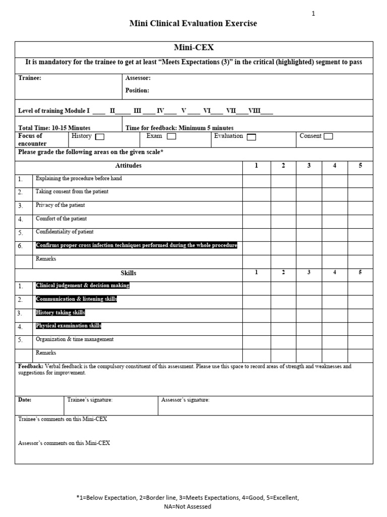 Mini Cex Form | PDF
