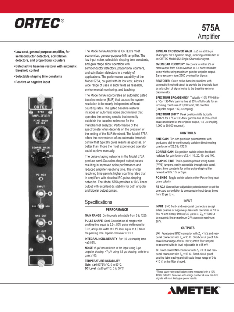 Amplifier: Specifications | PDF
