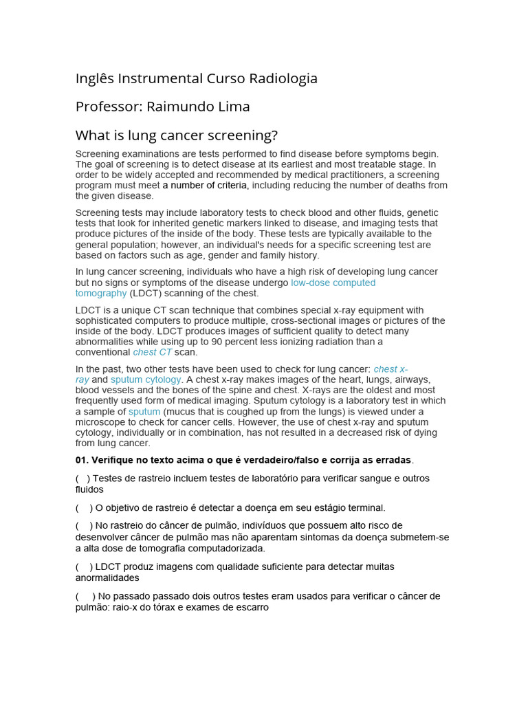 Lung Cancer Screening Overview | PDF