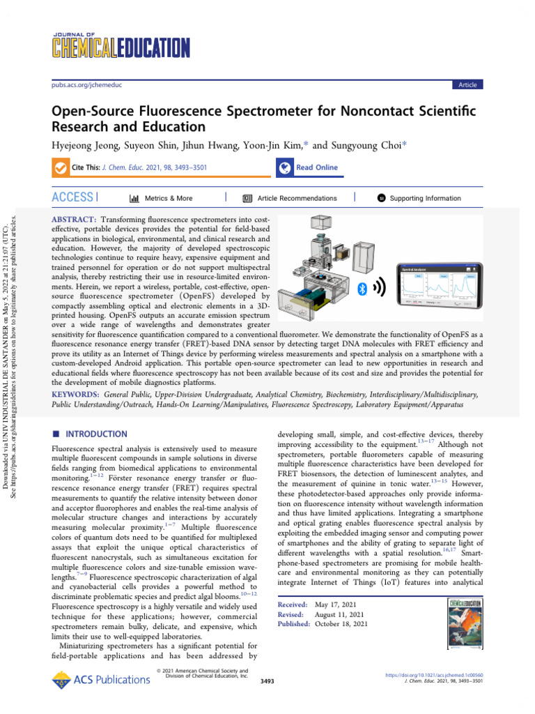 Open-Source Fluorescence Spectrometer For Noncontact Scientific Research and Education | PDF ...