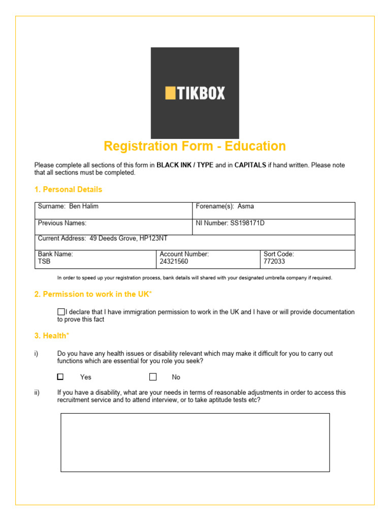 Tik Box Registration Education Form-2022 | PDF | Justice | Crime & Violence