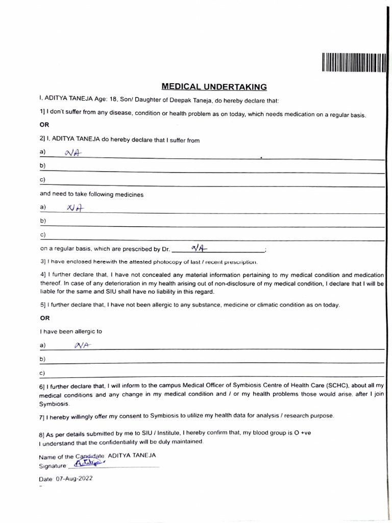 Medical Undertaking | PDF
