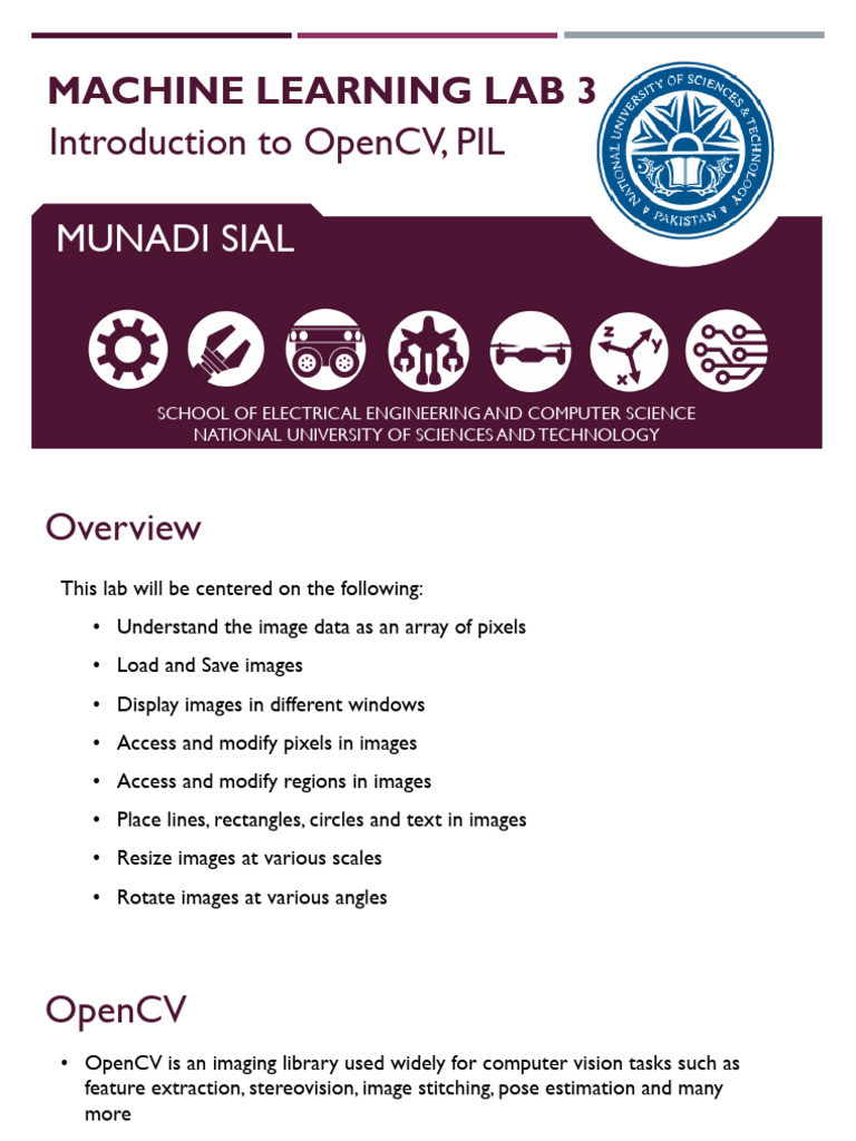 ML Lab 03 Slides - Introduction to OpenCV and PIL | PDF
