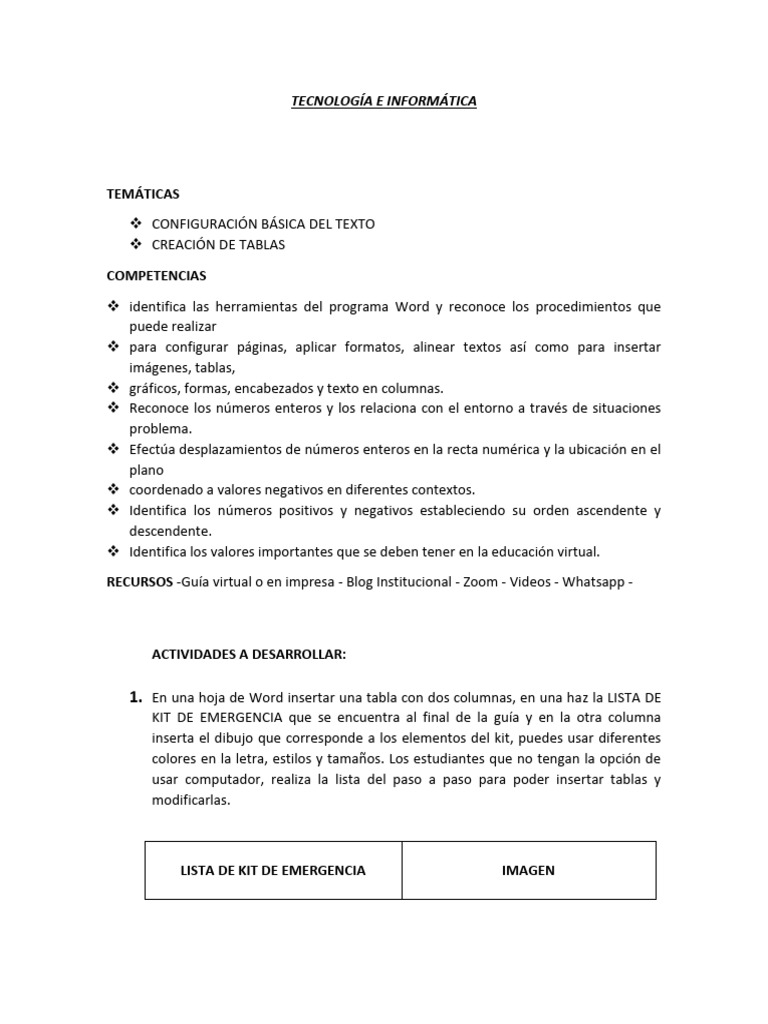 ACTIVIDAD INFORMATICA_CREACIÓN DE TABLAS | PDF