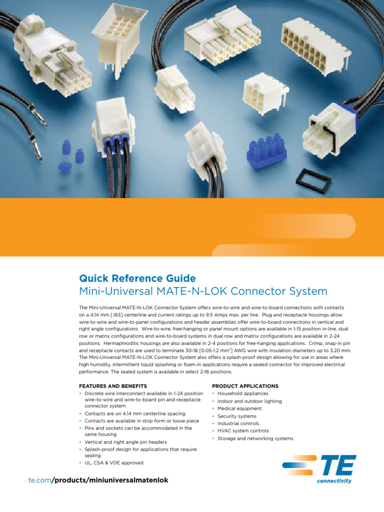 Mini-Universal MATE-N-LOK Connector System: Quick Reference Guide | PDF