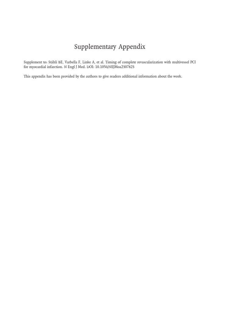 Multivessel Pci Nejm - Appendix | PDF | Myocardial Infarction ...