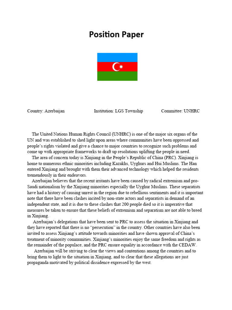 Azerbaijan Position Paper UNHRC | PDF