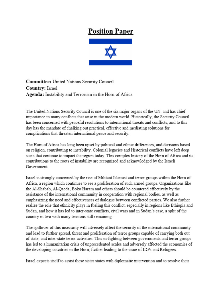 Position Paper Israel UNSC LGSMUN | PDF