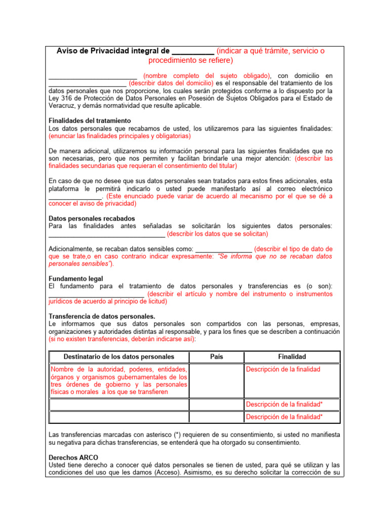 Formato Aviso de Privacidad | PDF Formato Aviso de Privacidad | PDF