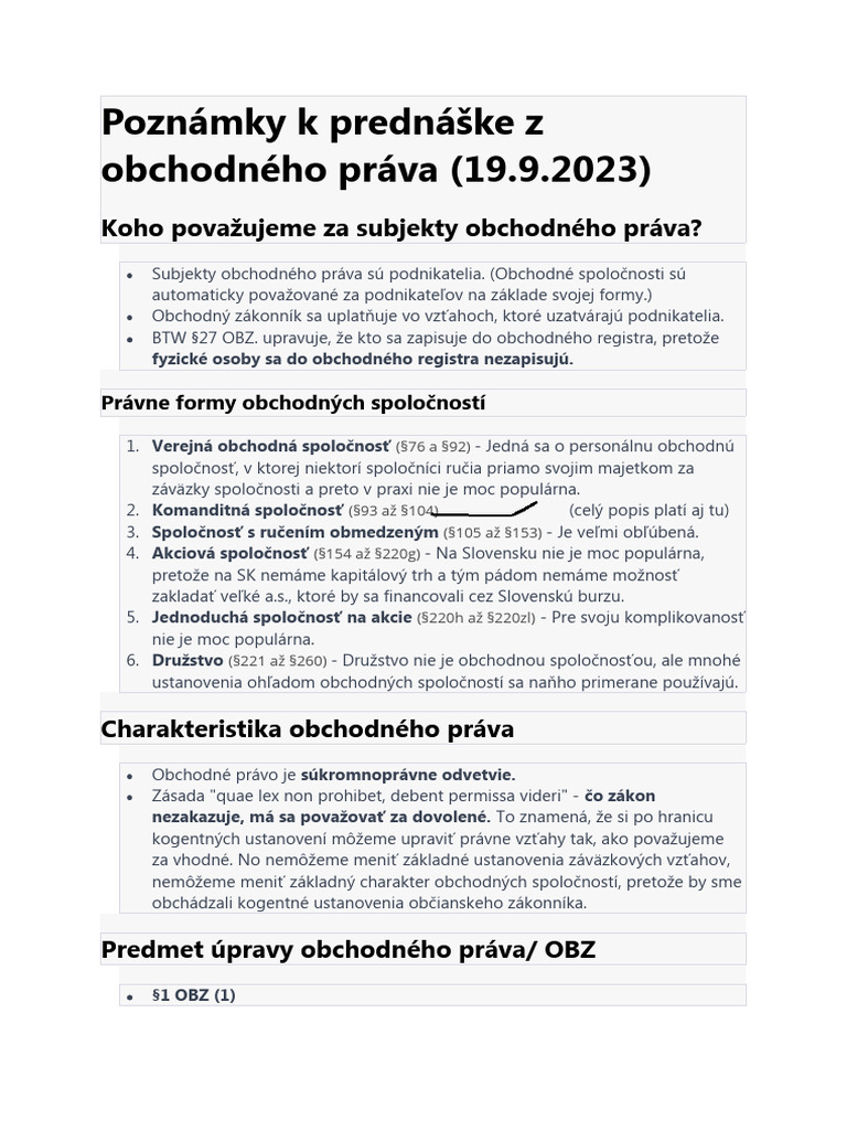 Obchodné Právo 1 | PDF