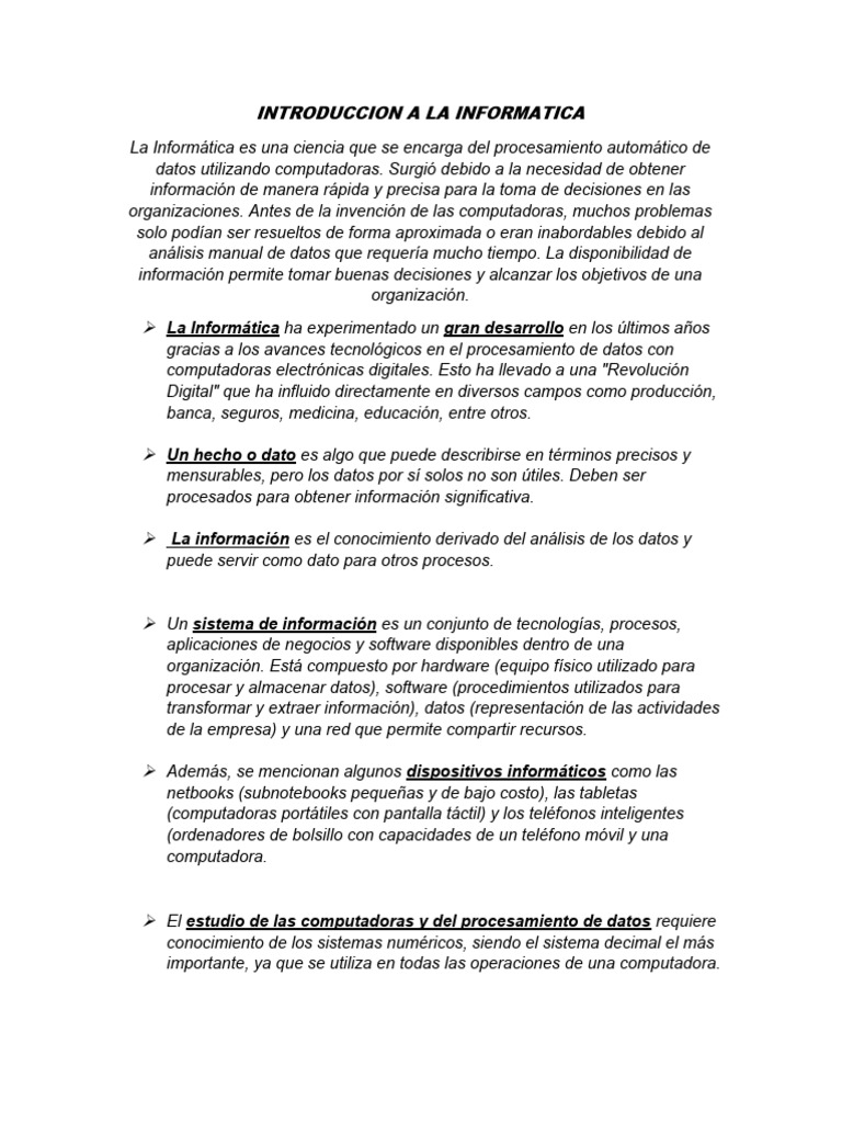 Introduccion A La Informatica | PDF