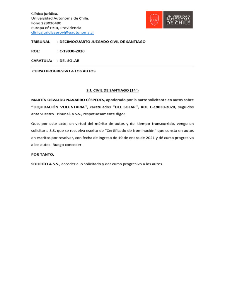 Curso Progresivo de Autos (Escritos Pendientes) | PDF