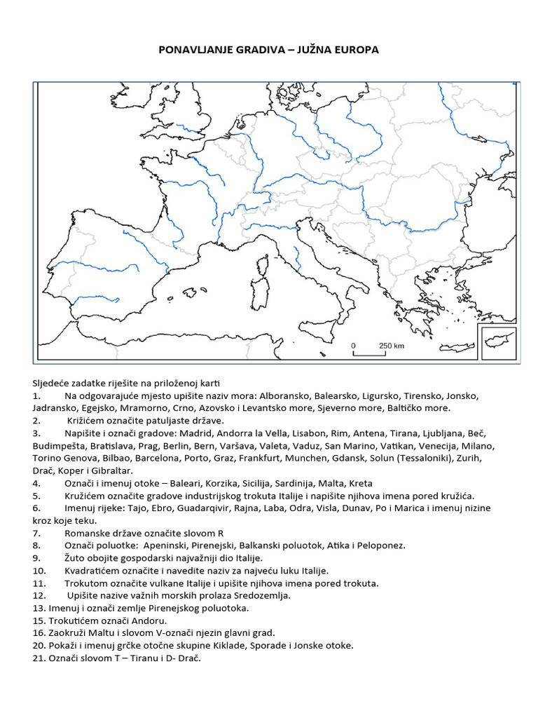 Ponavljanje Gradiva-Srednja Juzna Europa | PDF