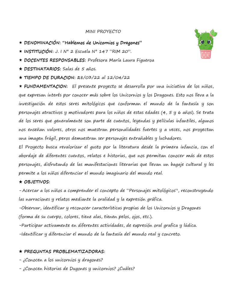 MINI PROYECTO Alfabetizacion | PDF