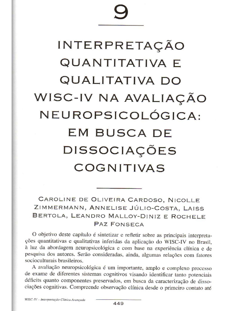 Interpretação Wisc IV Cap9 | PDF