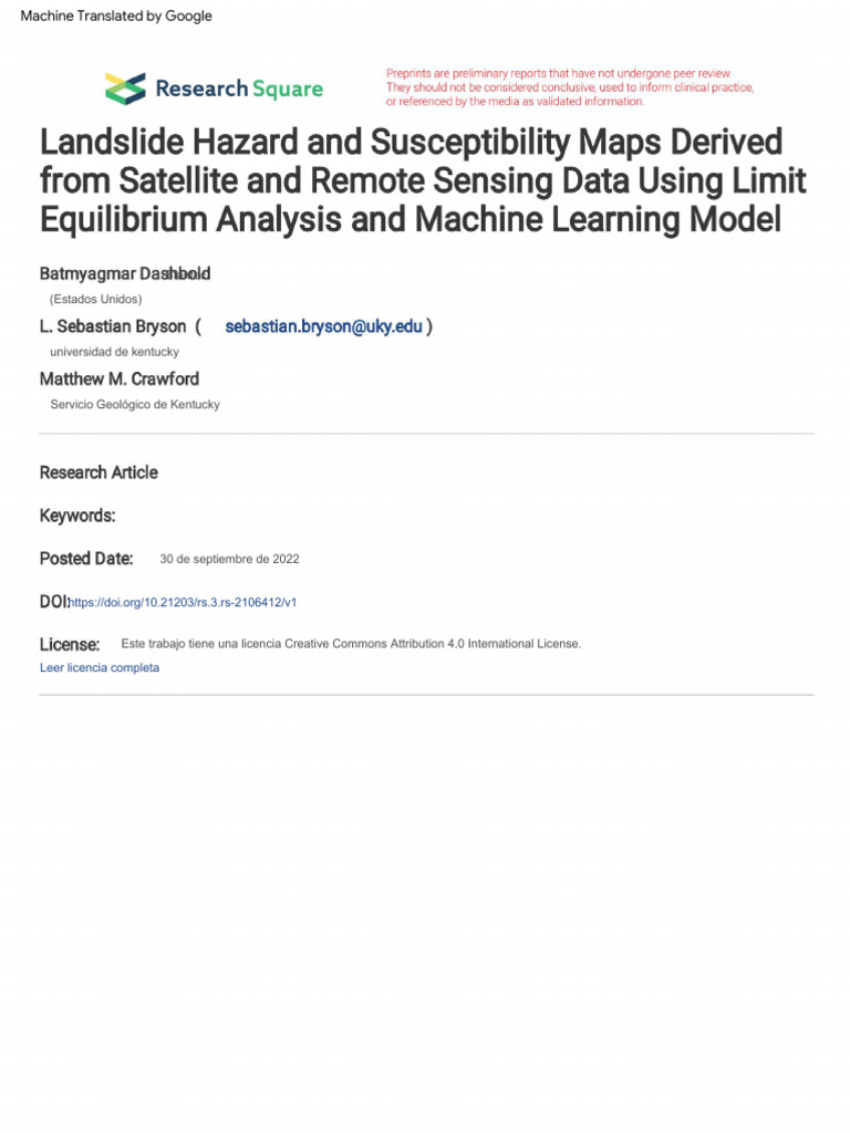Landslide Hazard and Susceptibility Maps Derived F | PDF