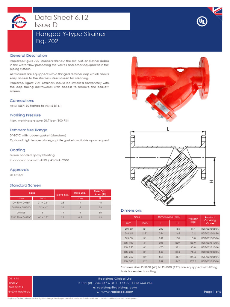 612 D Fig702 Flanged y Type Strainer Ul | Download Free PDF | Mechanical Engineering ...