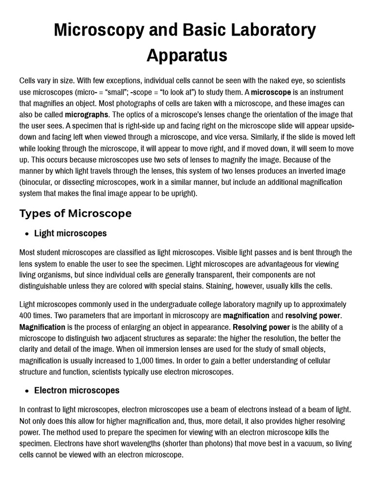 Microscopy Basics and Lab Equipment | PDF