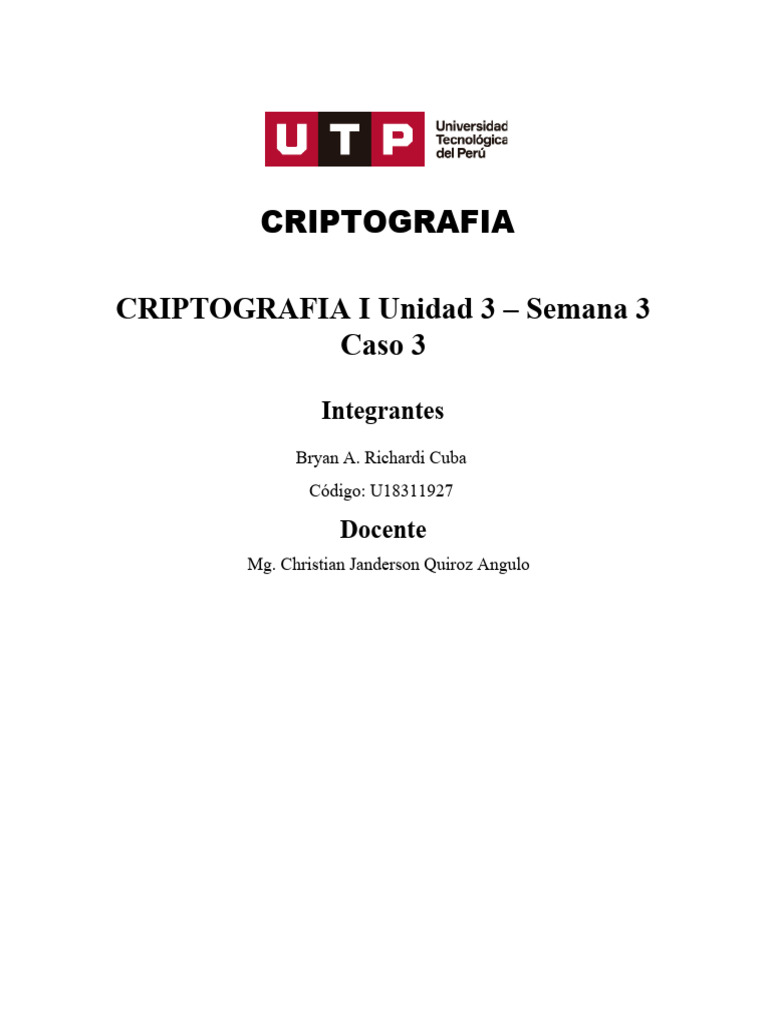 Tarea Sem3 Doc - Cripto | PDF | Clave (criptografía) | Criptografía de clave pública
