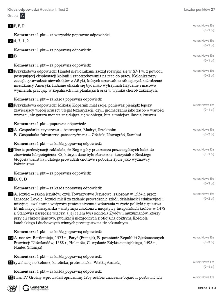 1 Europa I Nowy Świat Odpowiedzi | PDF