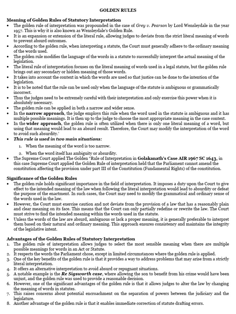 Golden Rules | PDF