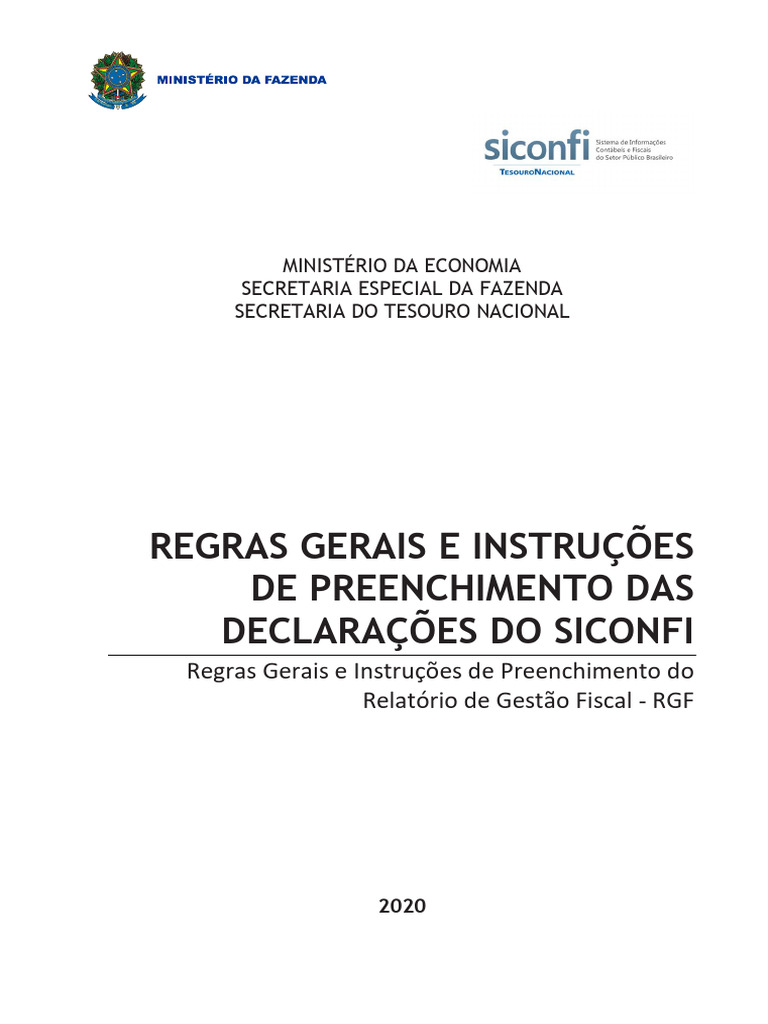 2020 Regras Gerais e Instrucoes de Preenchimento RGF 03-04-2020 | PDF
