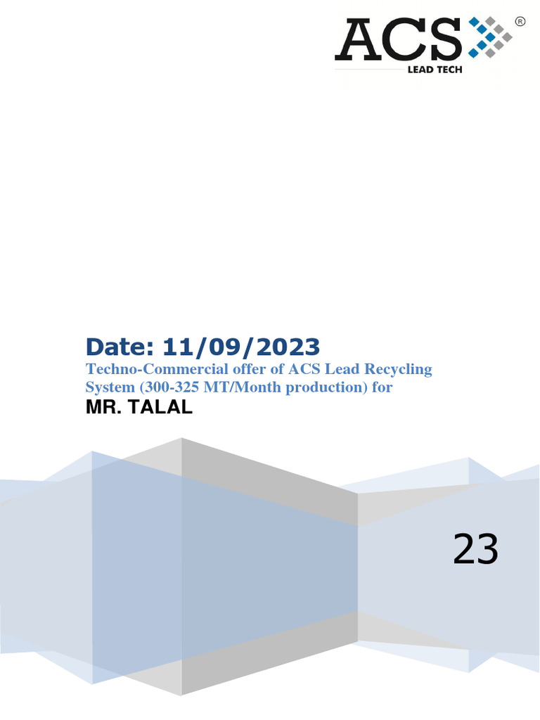 Acs - Offer - Lead Smelting (300-325 MT Month Production) With 30 MT ...