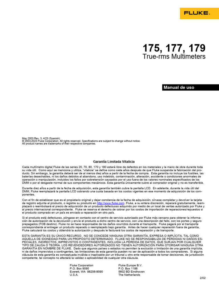 Manual Fluke 179 | PDF